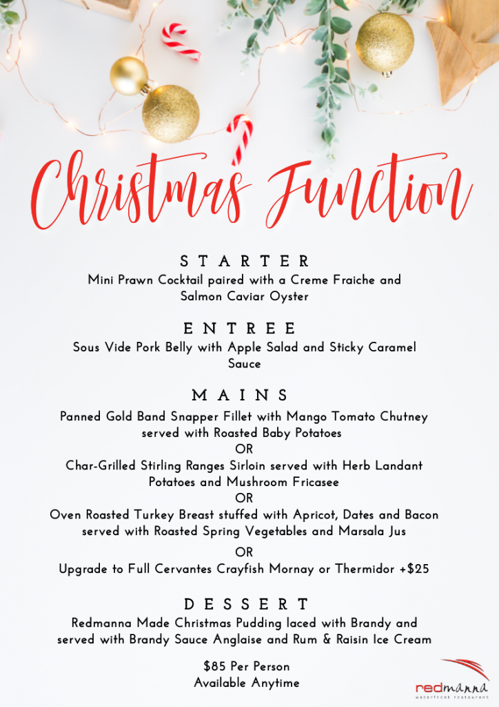 Christmas Functions - Redmanna Waterfront Restaurant